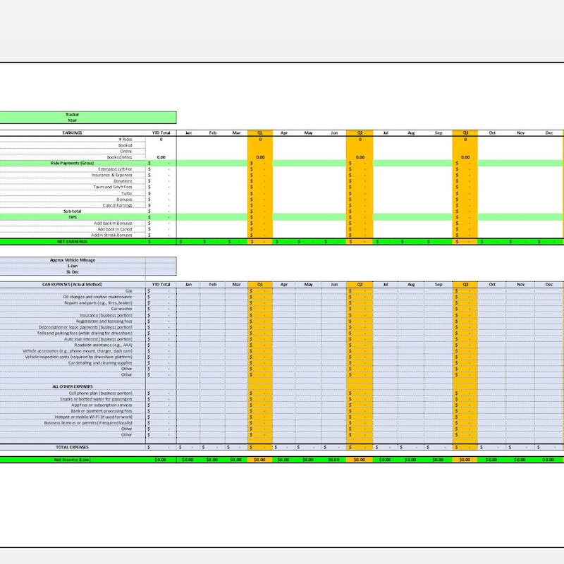 Rideshare Spreadsheet - Etsy