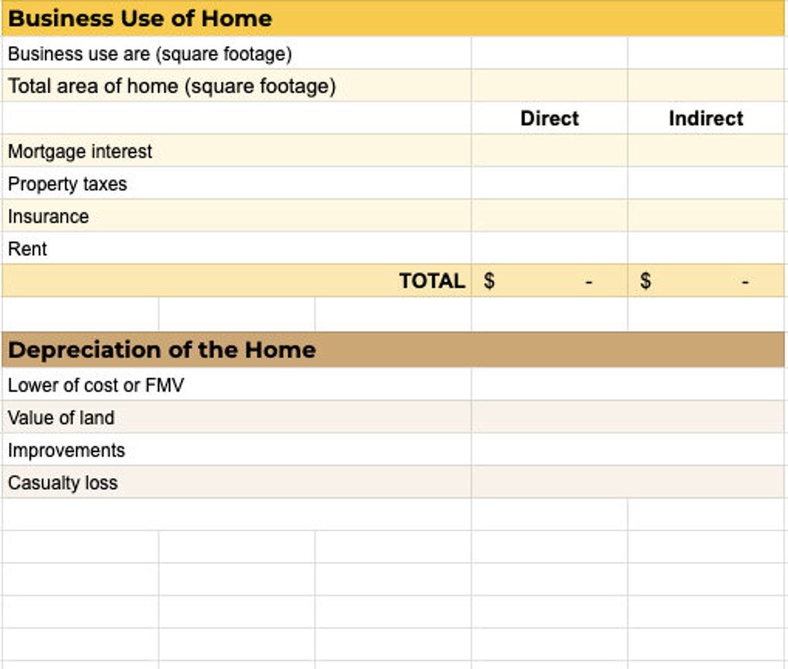 Business Expense Tracker for Home Office Deduction, Business Travel ...