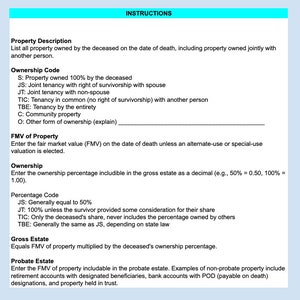 Simple Estate Planning Worksheet | Printable Estate Inventory Worksheet ...