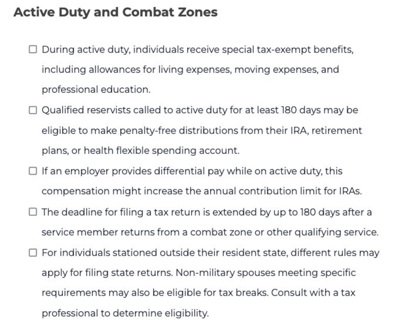 Military Tax Checklist: Essential Tax Filing Documents (printable) - Etsy