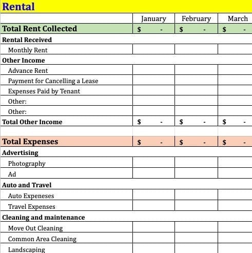 Excel Rental Expense Sheet | Rent Expenses | Rental Excel Sheet | Excel ...