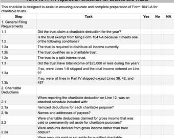 Form 1041 FINAL Return Preparation Checklist for Estates and Trusts - Etsy