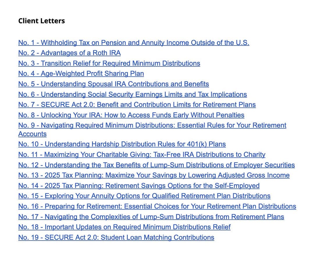 Essential Retirement Planning Letter Bundle for Tax Professionals - 19 ...