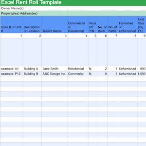 Excel Rent Roll Template | Rental Ledger Template | Rental Ledger ...