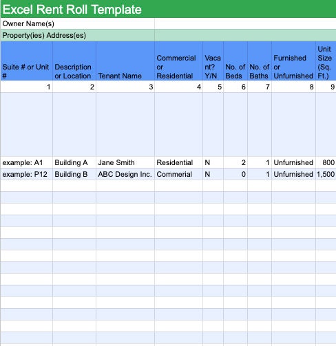 Excel Rent Roll Template | Rental Ledger Template | Rental Ledger Template | Rent Roll Form ...