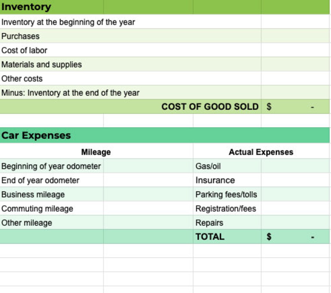 Business Expense Tracker for Home Office Deduction, Business Travel ...