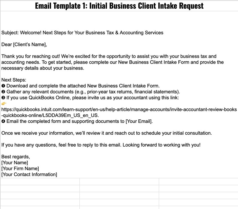 New Business Client Intake Form - Excel Template | Organized Business ...