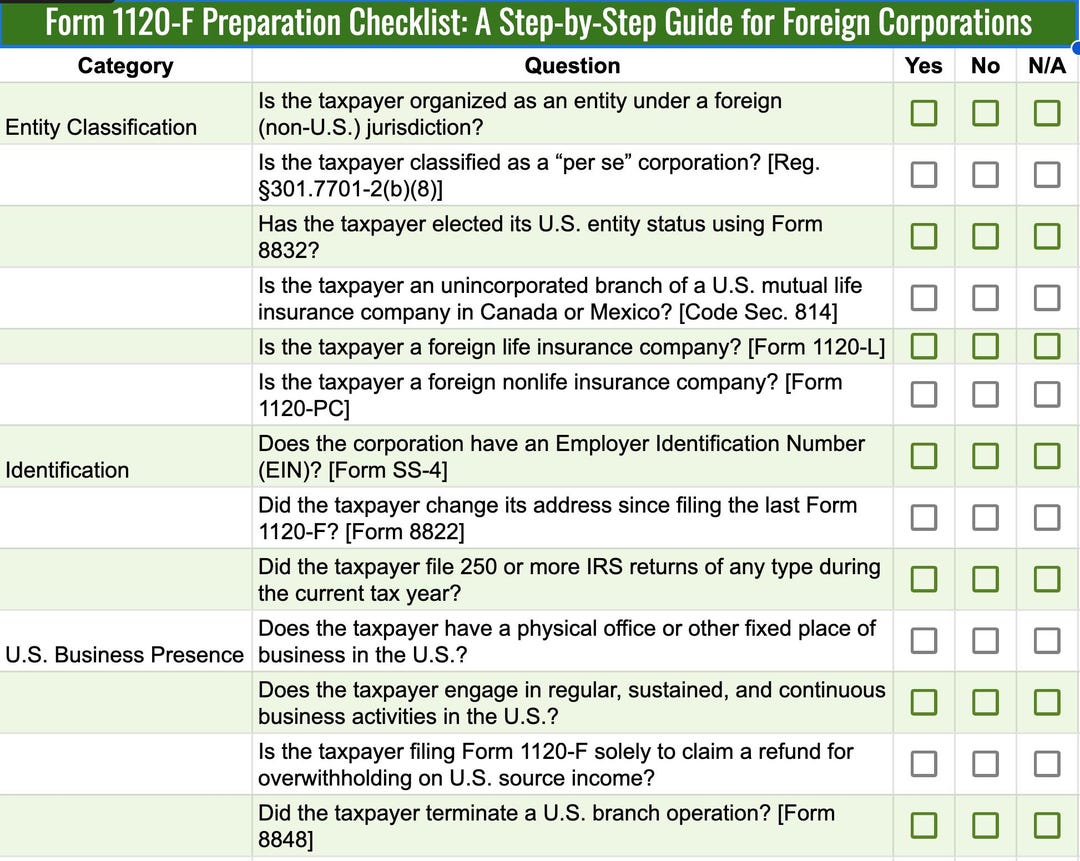 Form 1120-F Preparation Checklist: A Step-by-step Guide for Foreign ...