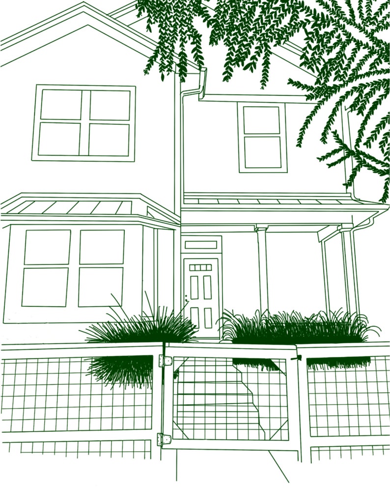 Personalized House Portrait, Custom Illustration, House Line Art, New ...