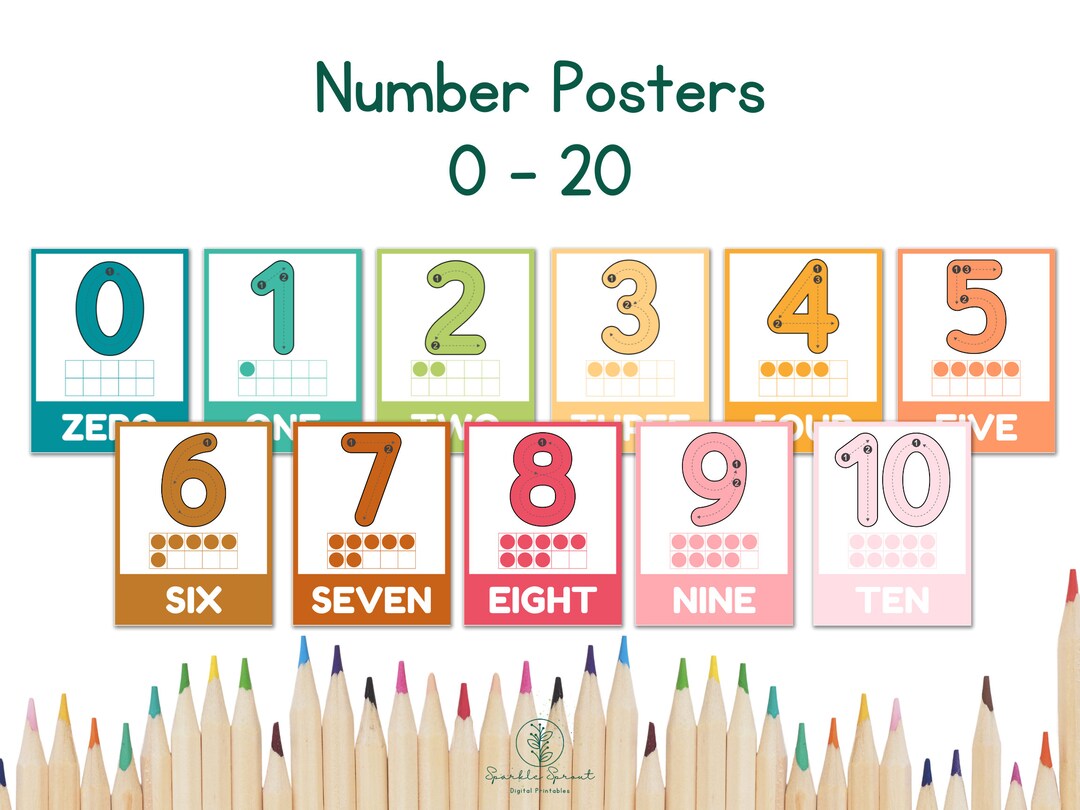 Number Posters - Zero to Twenty - Preschool Number Charts - Ten Blocks ...