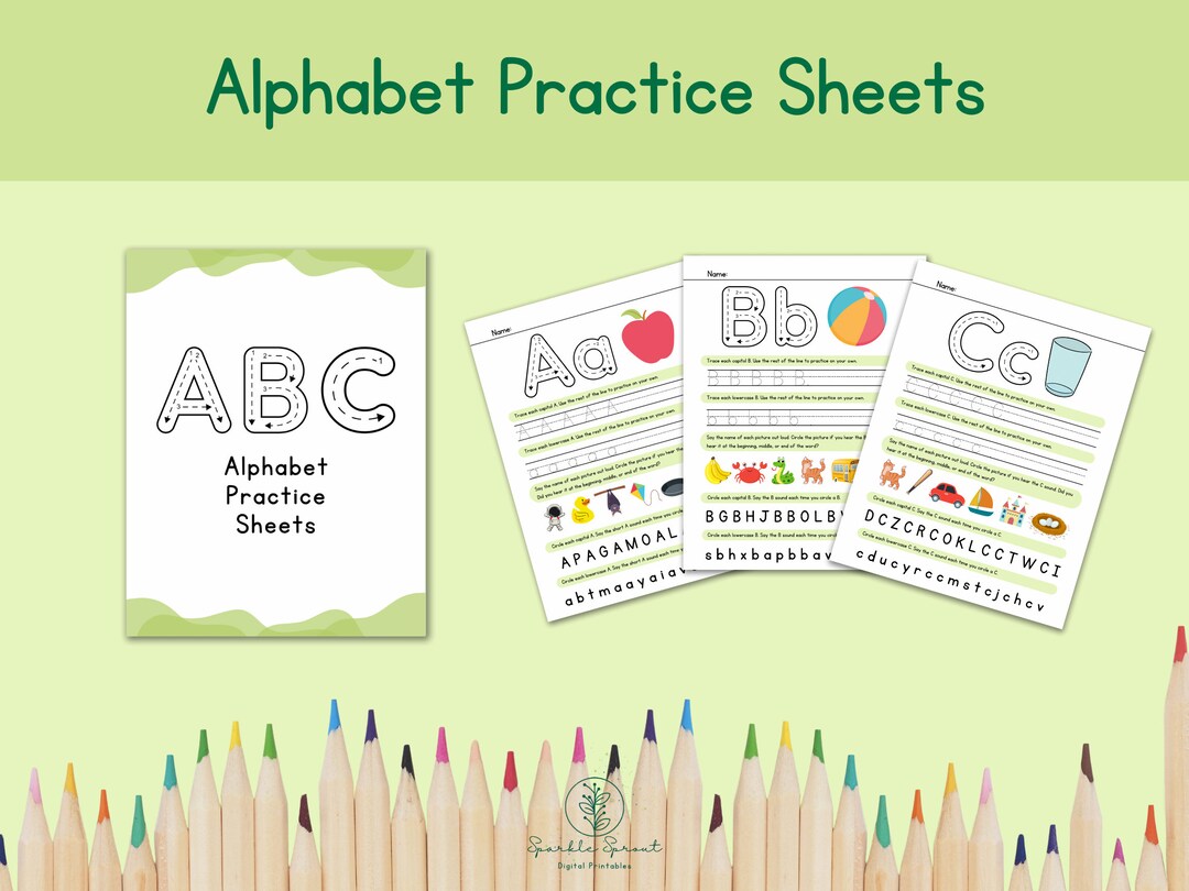 Alphabet Practice Sheets - 26 Alphabet Phonics Pages - Learn to Write ...