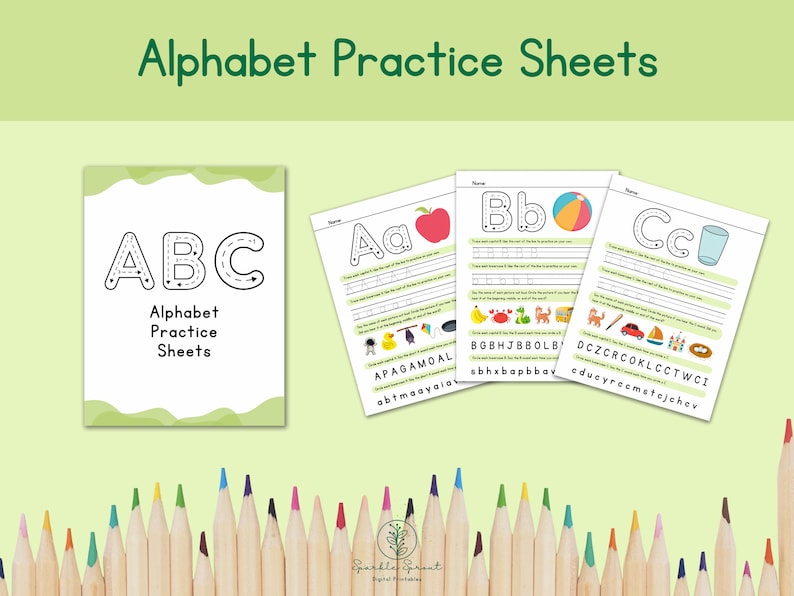Alphabet Practice Sheets - 26 Alphabet Phonics Pages - Learn to Write ...
