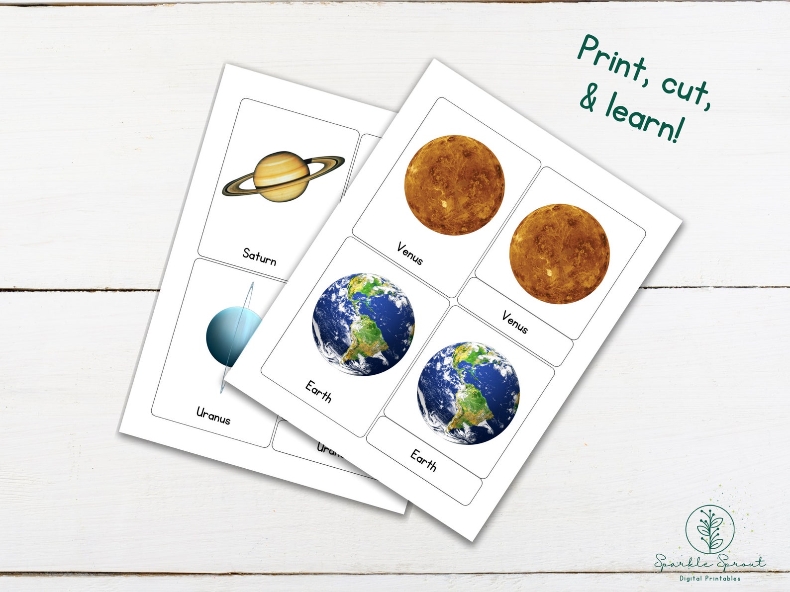 Solar System Flash Cards - Montessori Three Part Cards - Learn the ...