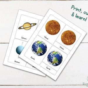 Solar System Flash Cards Montessori Three Part Cards Learn the Planets ...