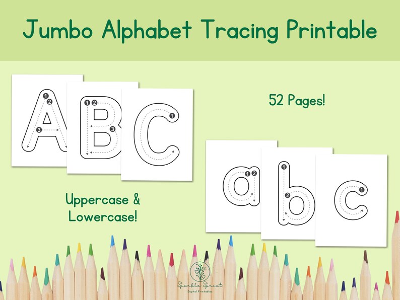 Jumbo Alphabet Tracing Printables 52 Letter Tracing Worksheets ...