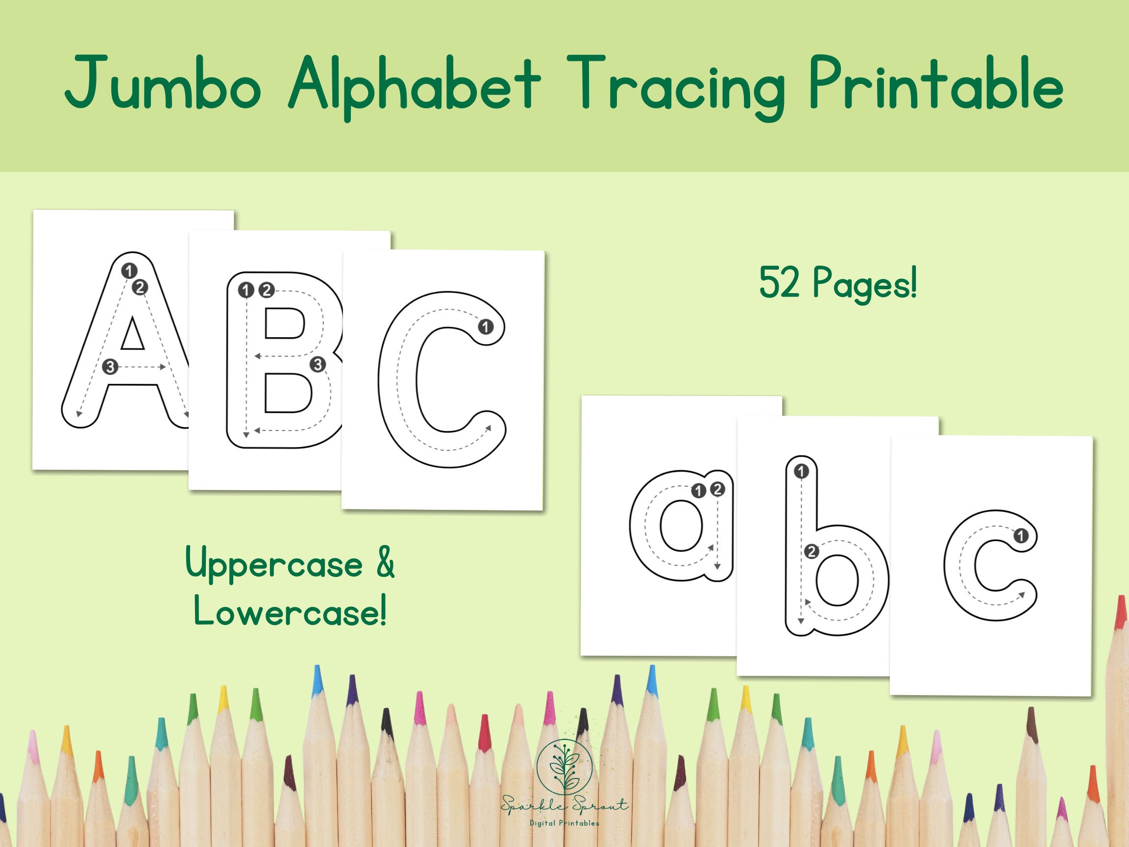 Jumbo Alphabet Tracing Printables - 52 Letter Tracing Worksheets ...