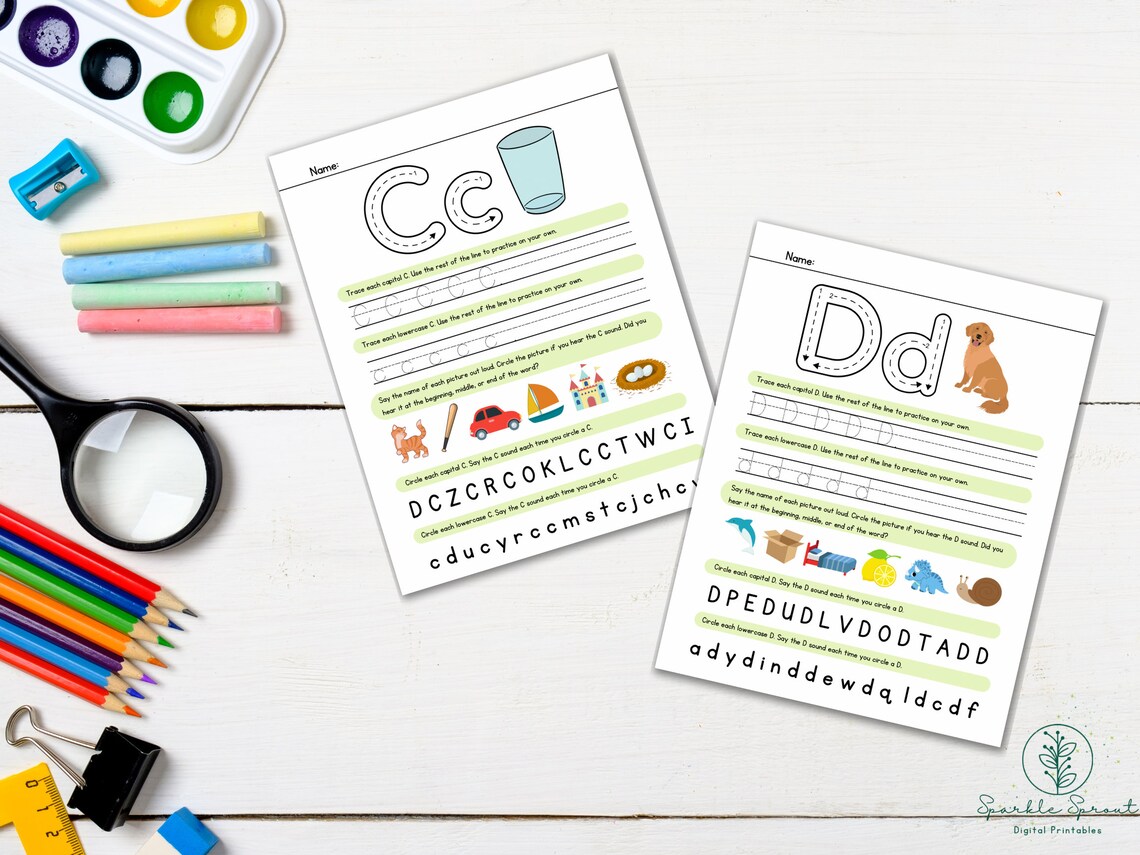 Alphabet Practice Sheets - 26 Alphabet Phonics Pages - Learn to Write ...