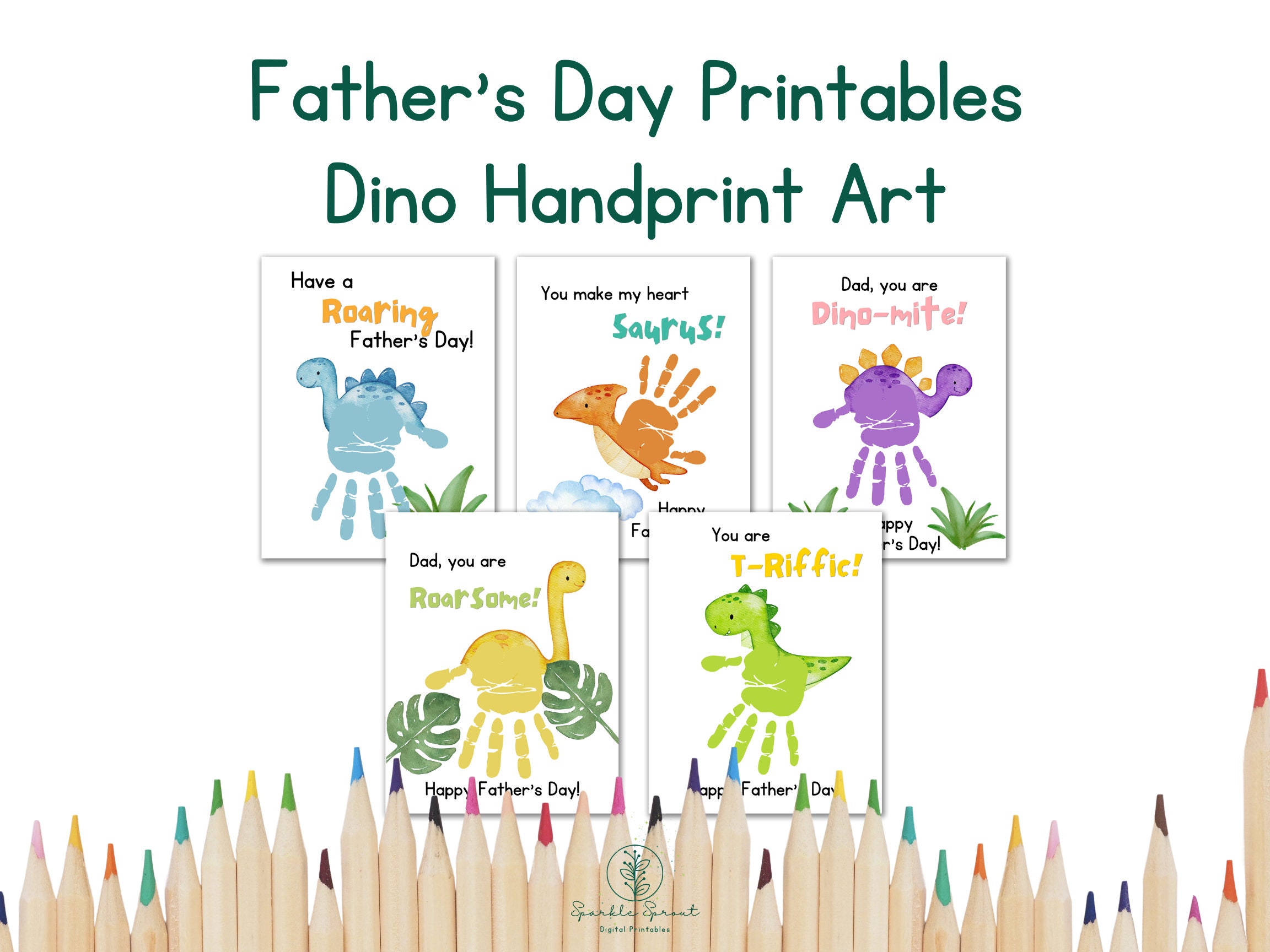Father’s Day Cards, Dinosaur Handprint Art, Toddler Craft Activity ...