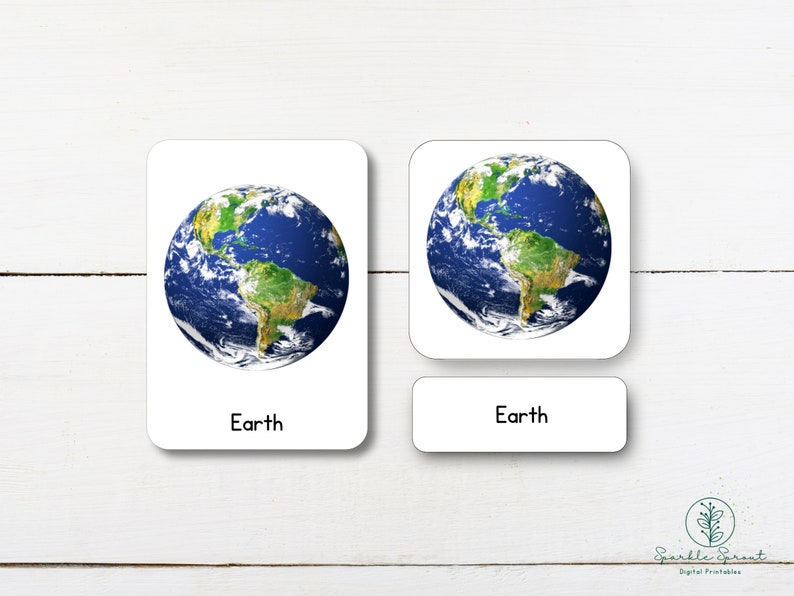 Solar System Flash Cards Montessori Three Part Cards Learn the Planets ...