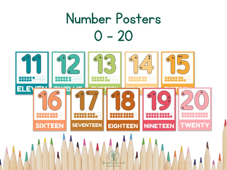 Number Posters - Zero to Twenty - Preschool Number Charts - Ten Blocks ...