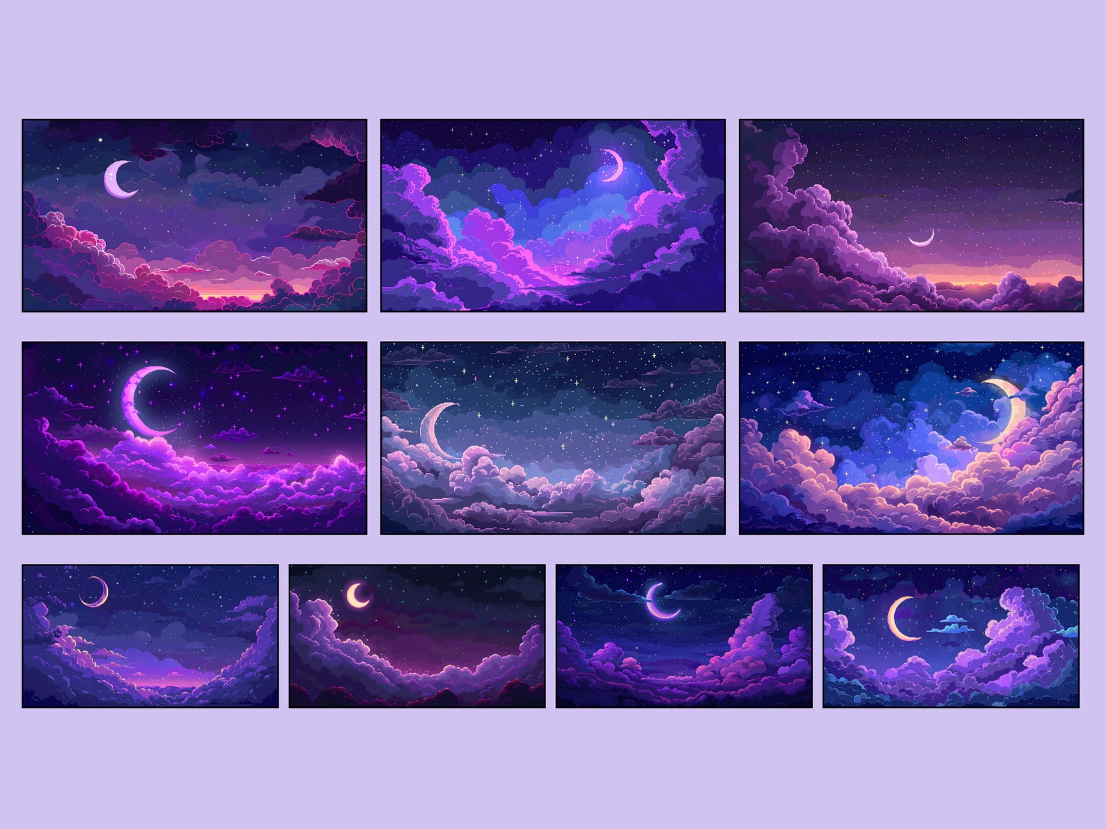 Moon Wallpaper Pixel Art Wallpaper Night Sky Desktop Wallpaper Lofi Art ...