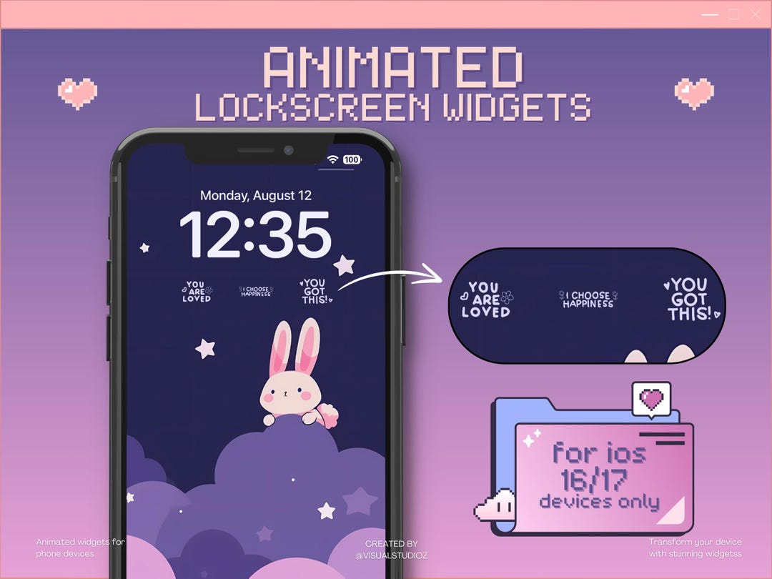 Cute Lockscreen Animated Widgets Kawaii Hand Drawn Phone Widgets Kawaii ...