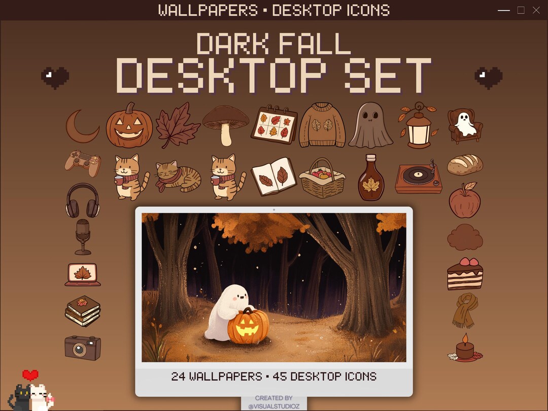 Dark Fall Desktop Set Pack Spooky Desktop Set Organizer Icon for ...
