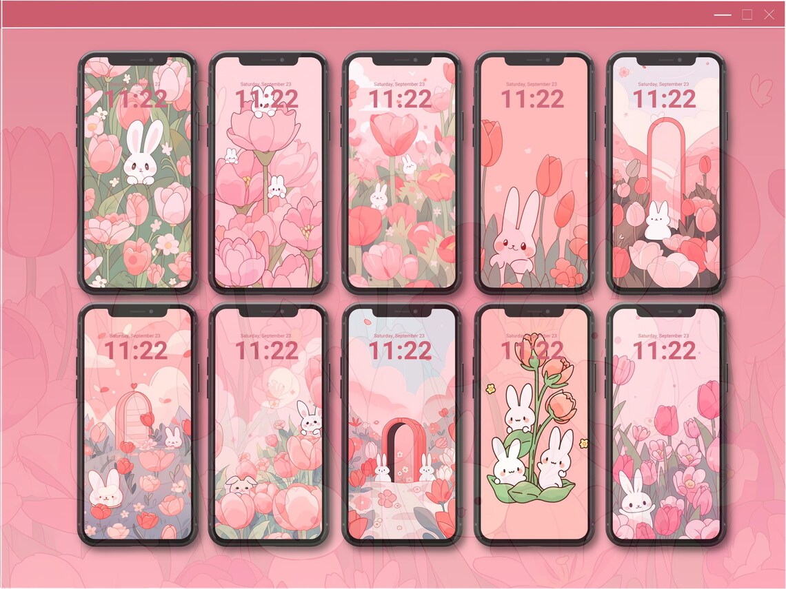 Kawaii Bunny Lofi Desktop Theme Set Pink Icons Cute Desktop Organizer ...