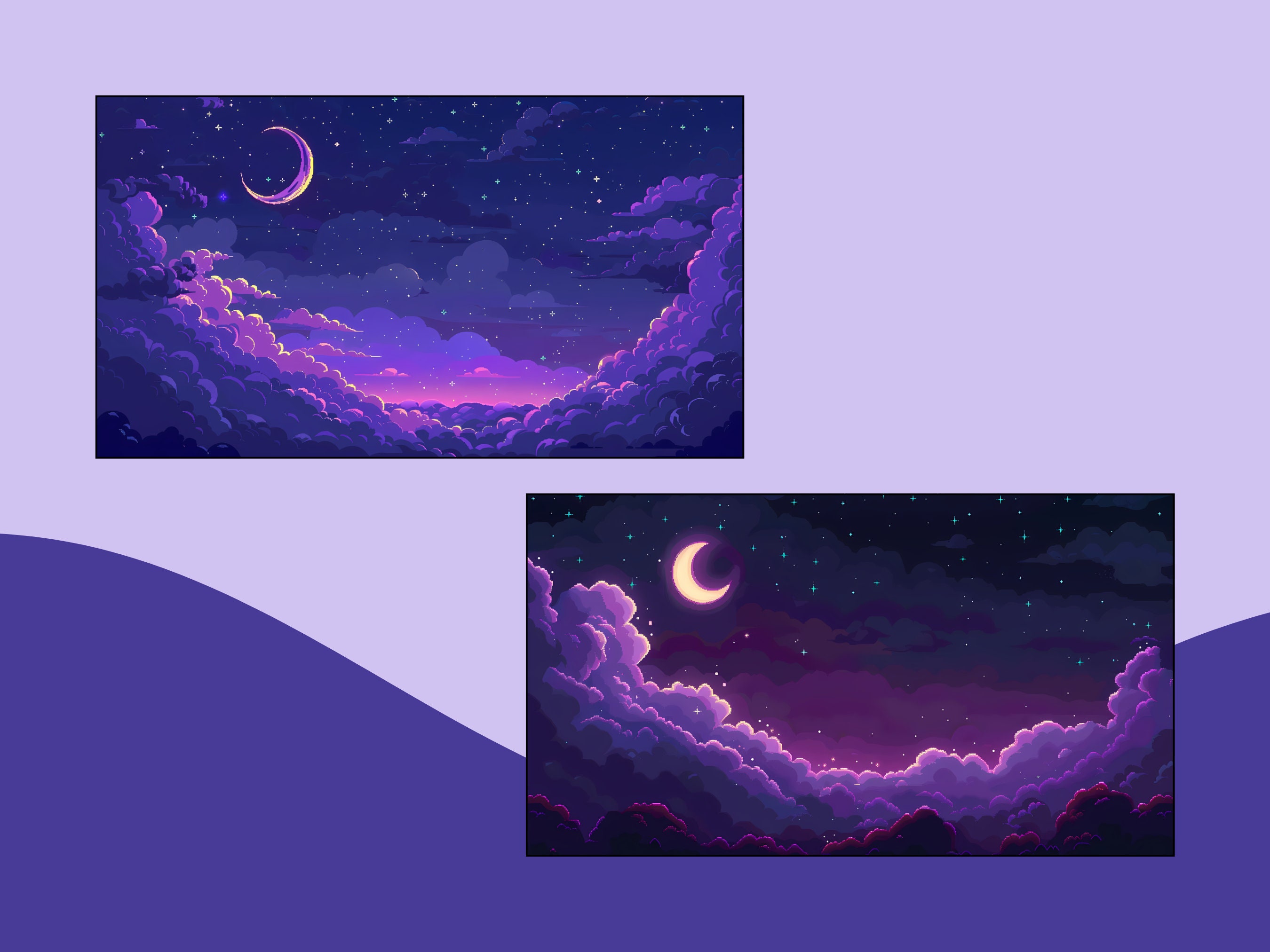 Moon Wallpaper Pixel Art Wallpaper Night Sky Desktop Wallpaper Lofi Art ...
