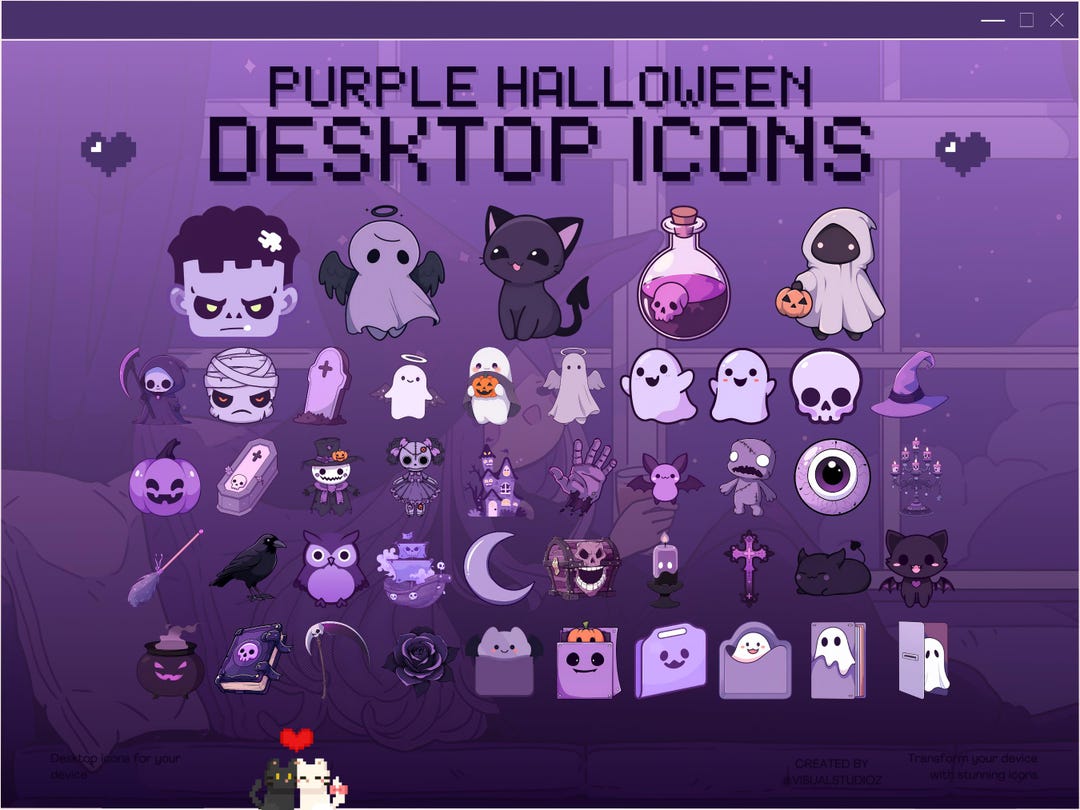 Dark Halloween Desktop Icons Spooky Desktop Set Organizer Icon for ...