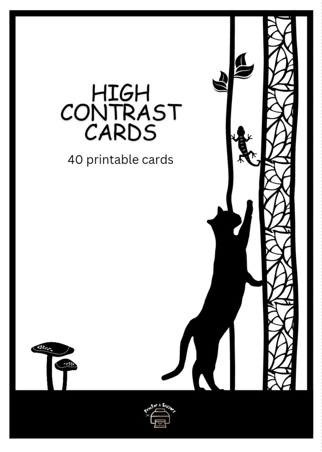 Digital Printable Cards, 40 Contrast Cards for Babies, A4 PDF, 10 Pages ...