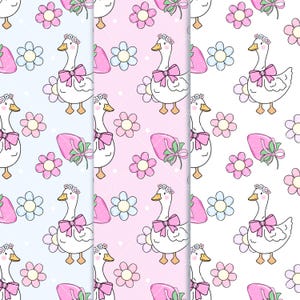Coquette Strawberry Goose Seamless Pattern, Spring Silly Goose Seamless ...