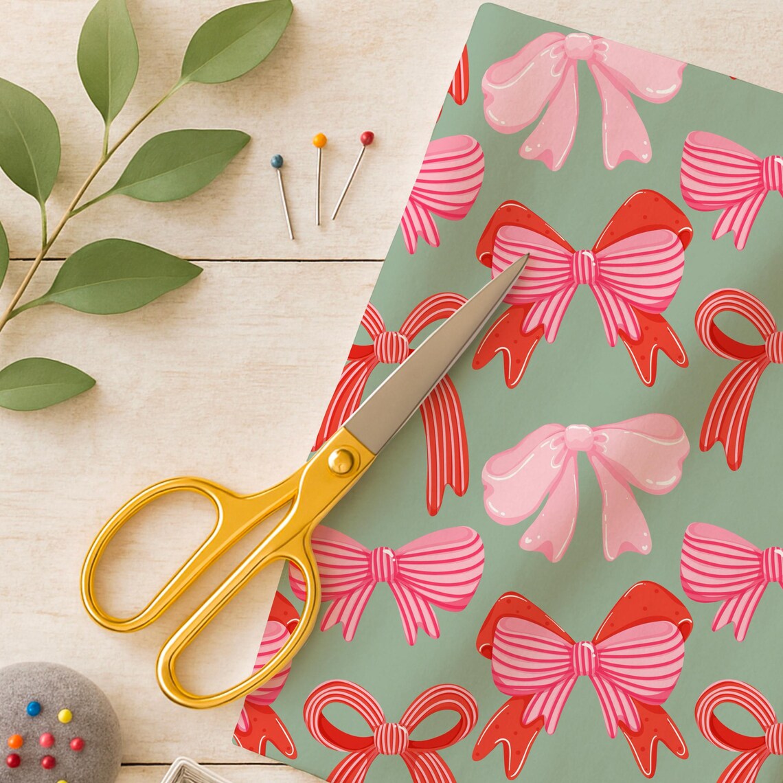 Coquette Christmas Bow Seamless Pattern, Girly Ribbon Bows Pattern ...