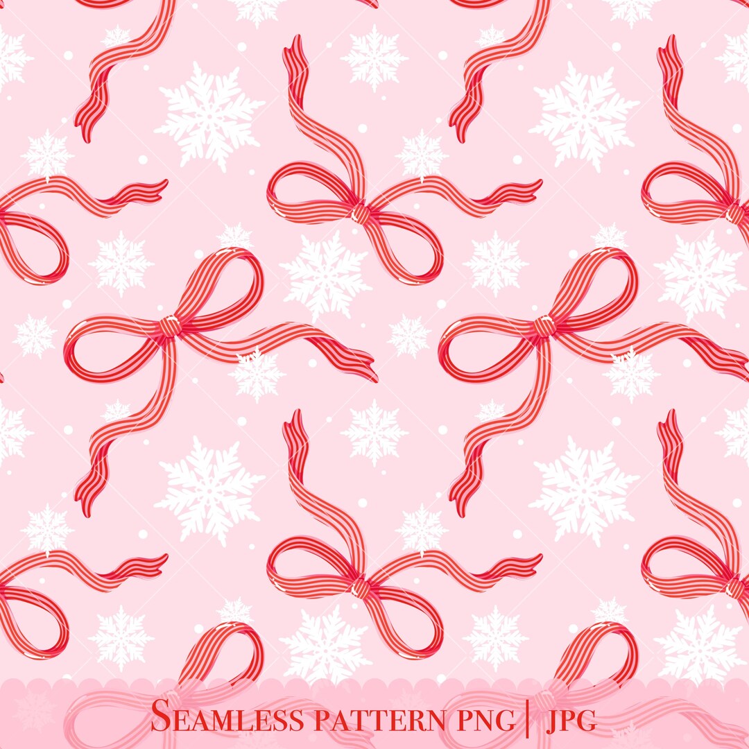 Coquette Snow Bow Seamless Pattern,christmas Bow Digital Pattern ...