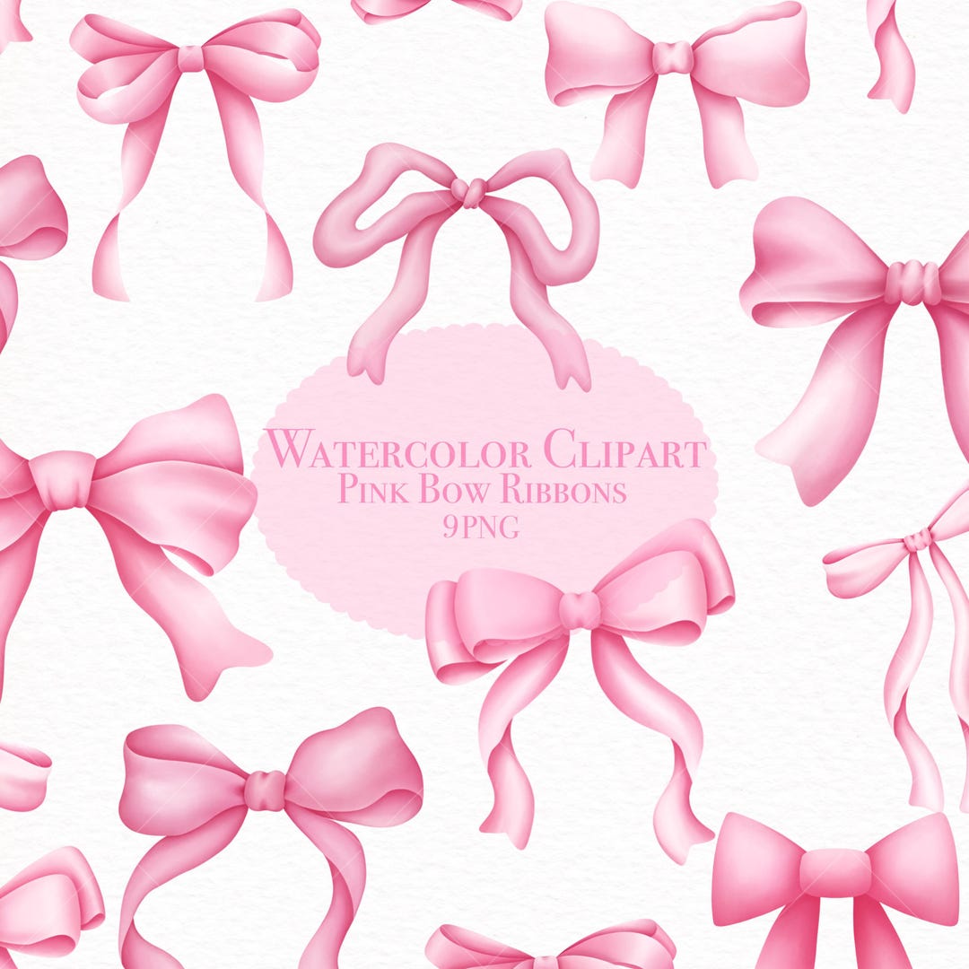 Watercolor Pink Bows and Ribbons Clipart .gifts Design Png Clipart ...