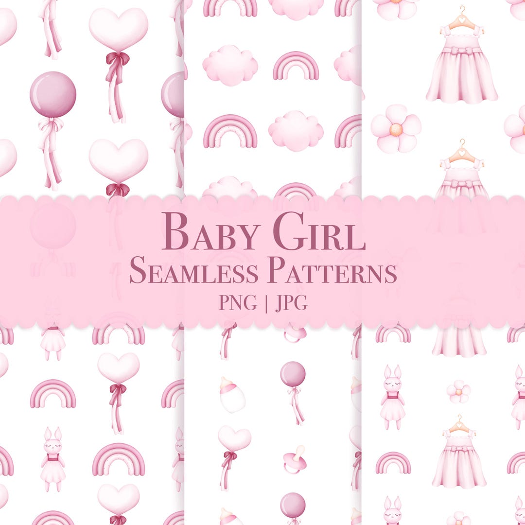 Watercolor Baby Girl Seamless Pattern for Fabric Design.printable ...