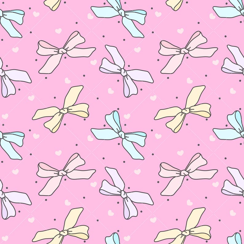 Coquette Bow Seamless Pattern: Pastel Ribbon (PNG, JPG) - Etsy