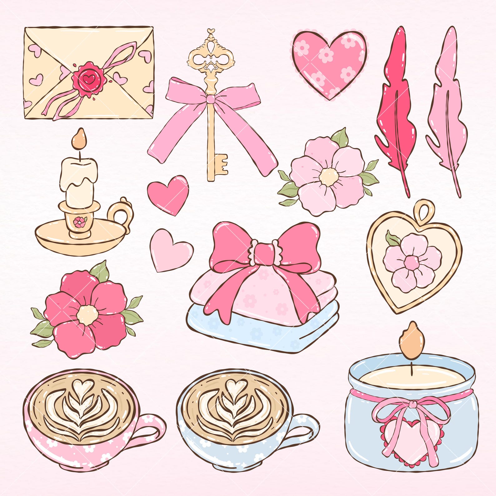 Coquette Bookish Clipart Set,cute Pink Aesthetic Girly Book Lover ...