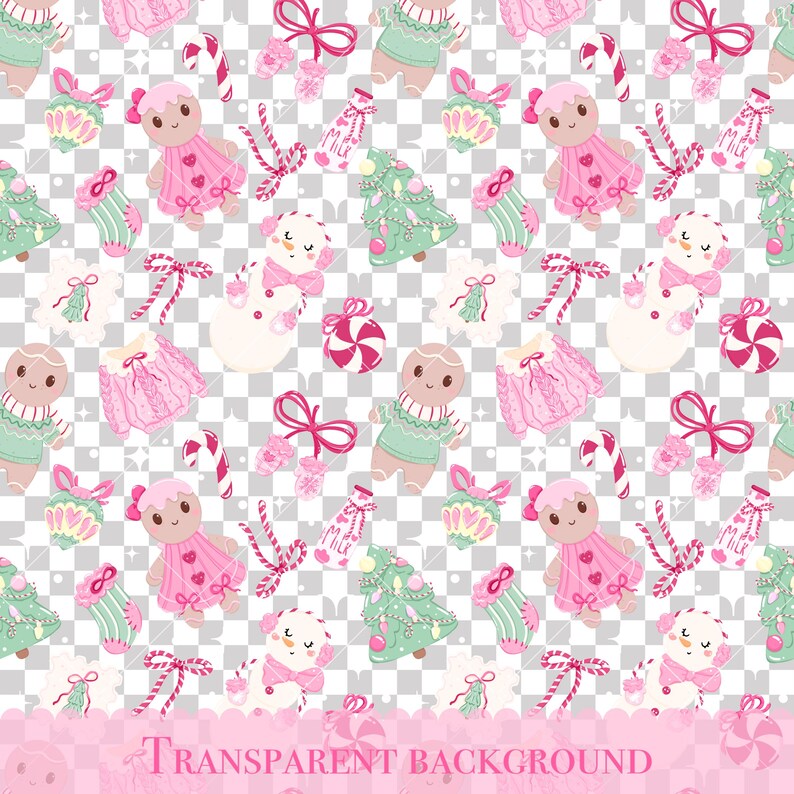Coquette Christmas Gingerbread and Snowman Seamless Pattern,christmas ...