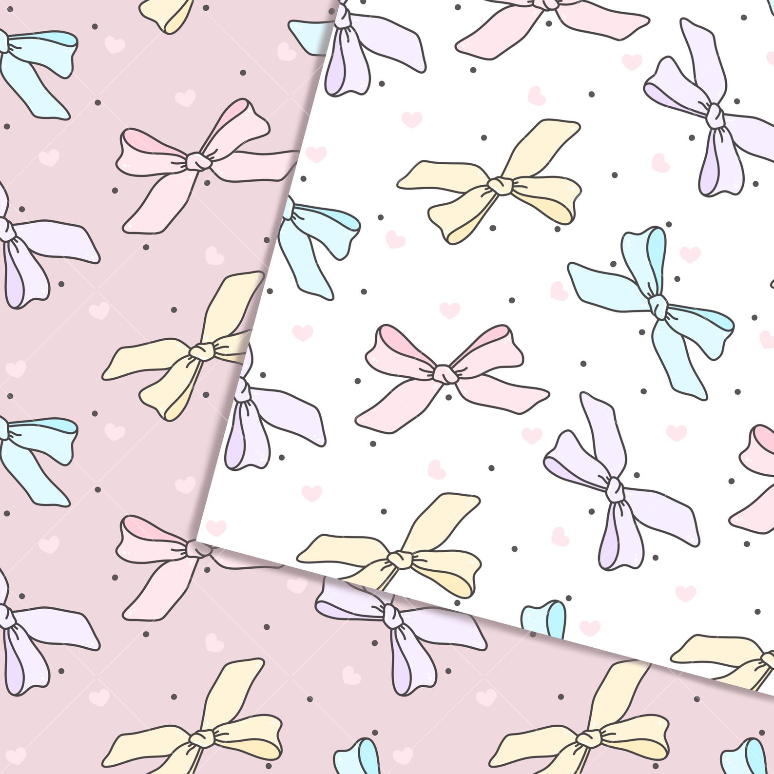 Coquette Bow Seamless Pattern: Pastel Ribbon (PNG, JPG) - Etsy