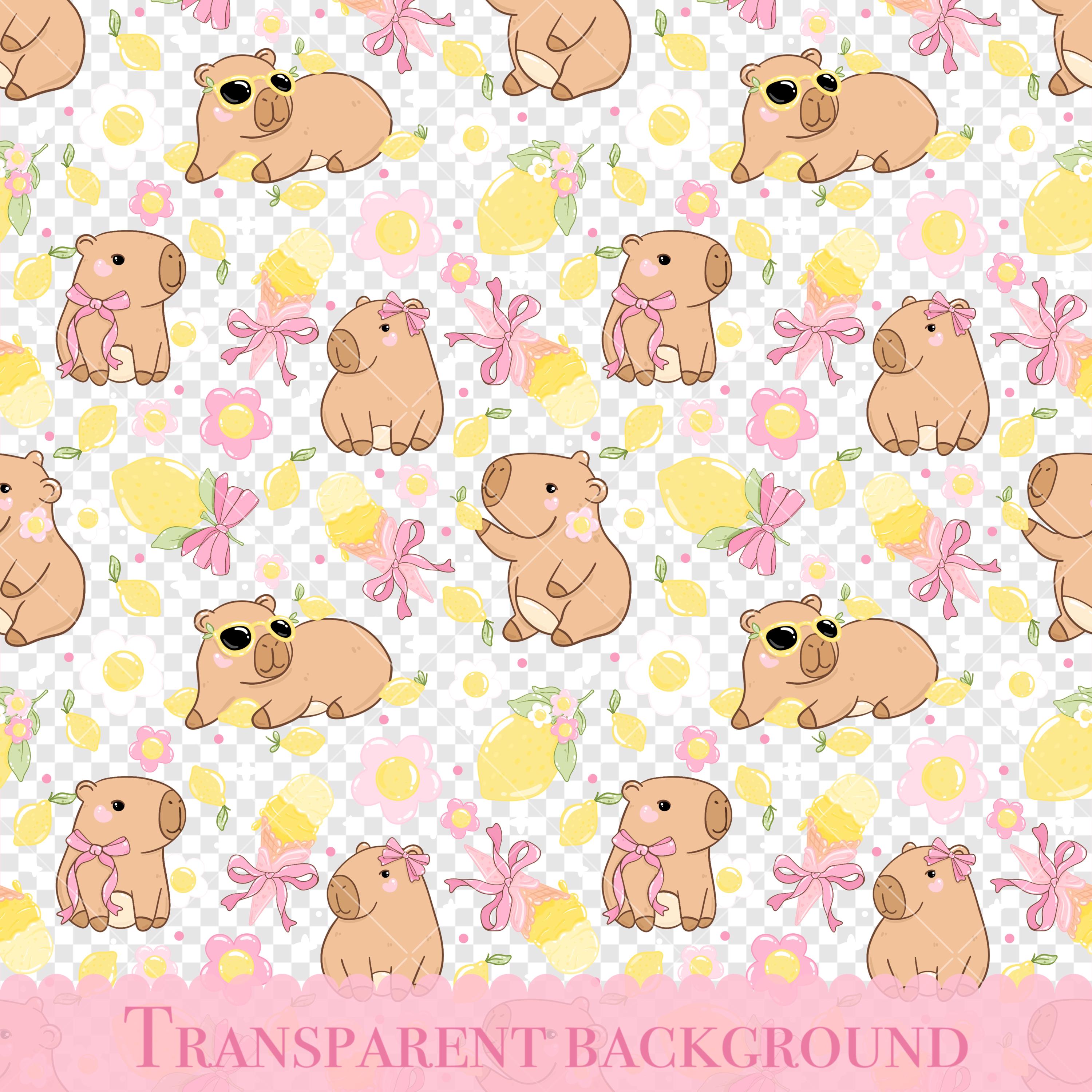 Coquette Lemon Capybara Seamless Pattern,capybara Animal Pattern ...