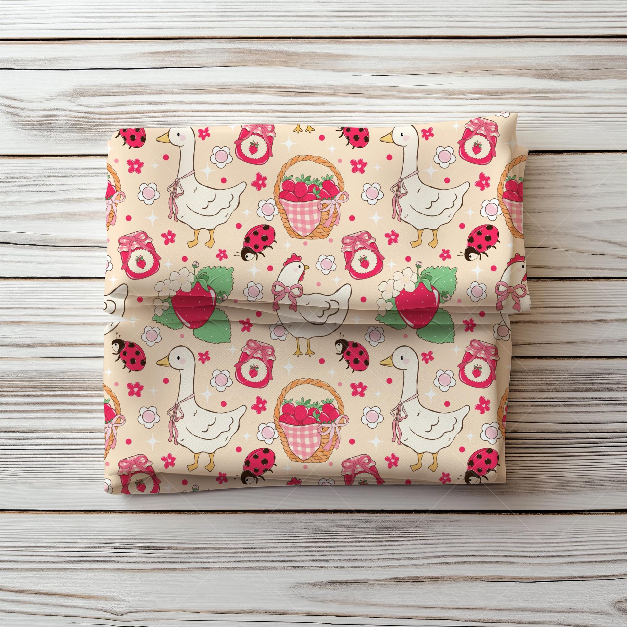 Coquette Goose and Chicken Seamless Pattern,cottagecore Gooseberry ...