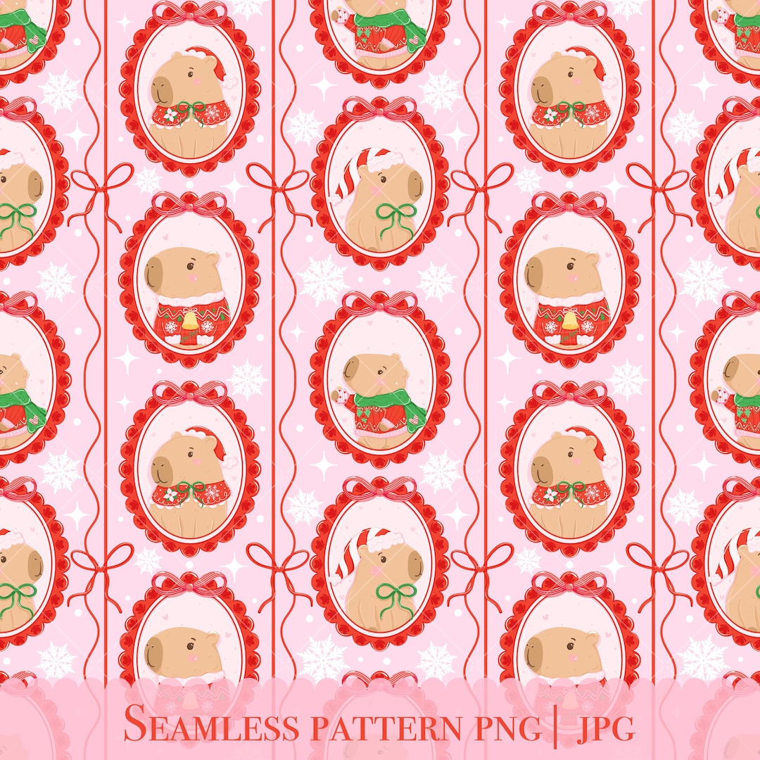 Christmas Capybara Seamless Pattern,coquette Capybara Pattern, Holiday ...