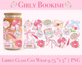 Coquette Book Cup Wrap, Book Lover Cup Wrap, Bookish Wrap, Bookish ...