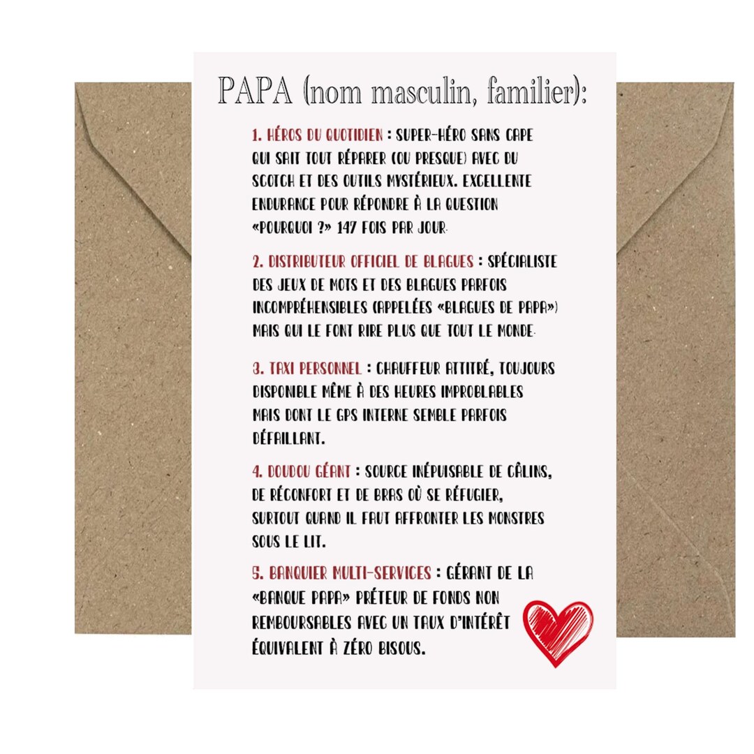 Dad Definition Card - Father's Day Card - Gift for New Dad - Etsy