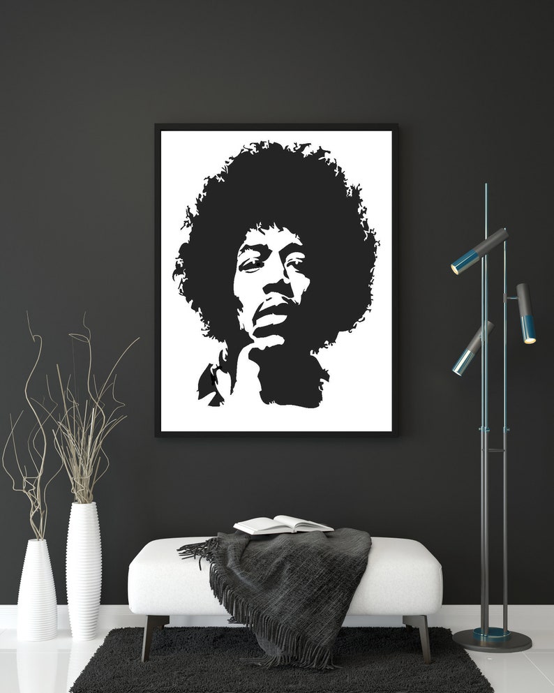 Jimi Hendrix Clipart Vector Graphics Digital Download Cut Ready Files ...