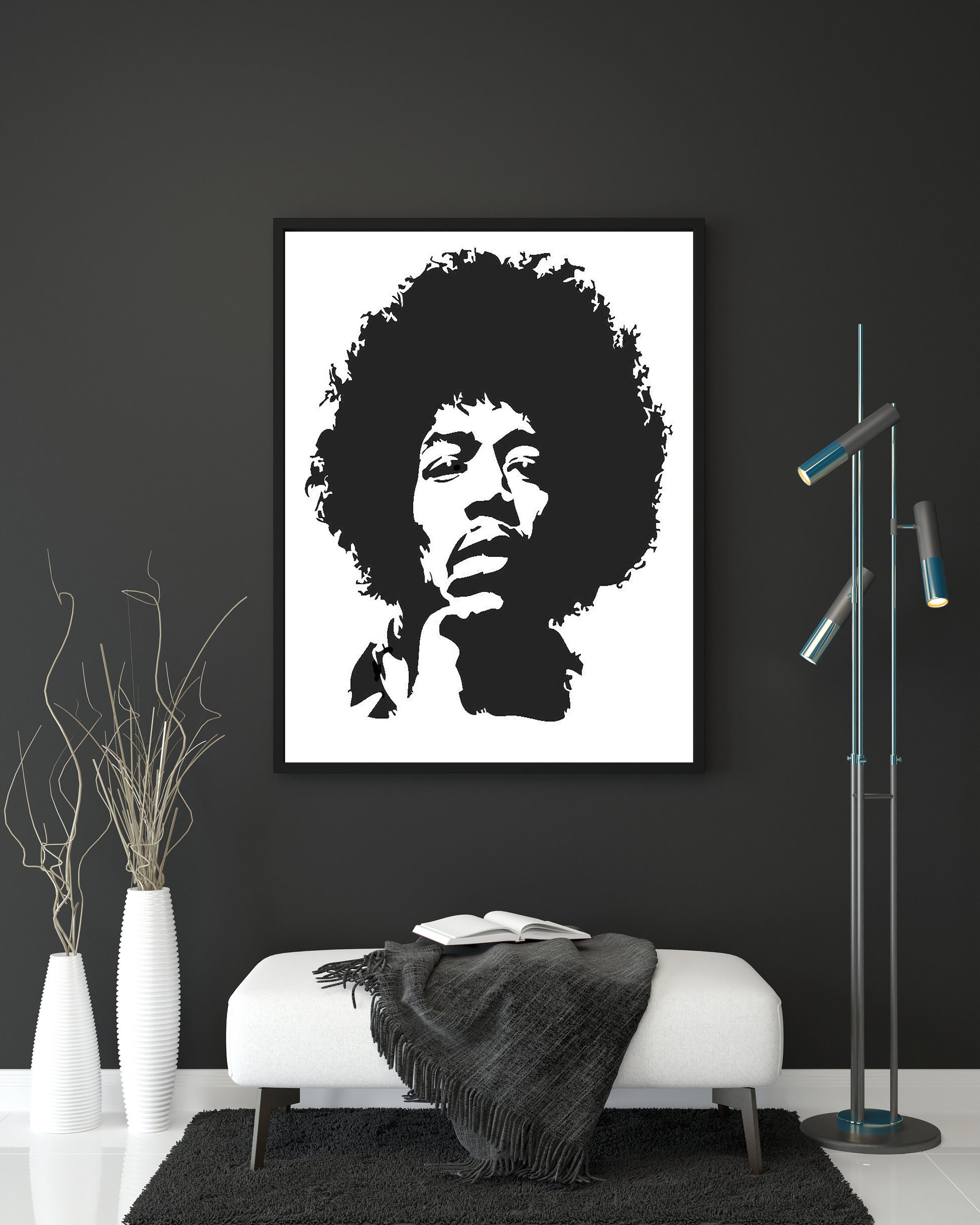 Jimi Hendrix Clipart Vector Graphics Digital Download Cut Ready Files ...