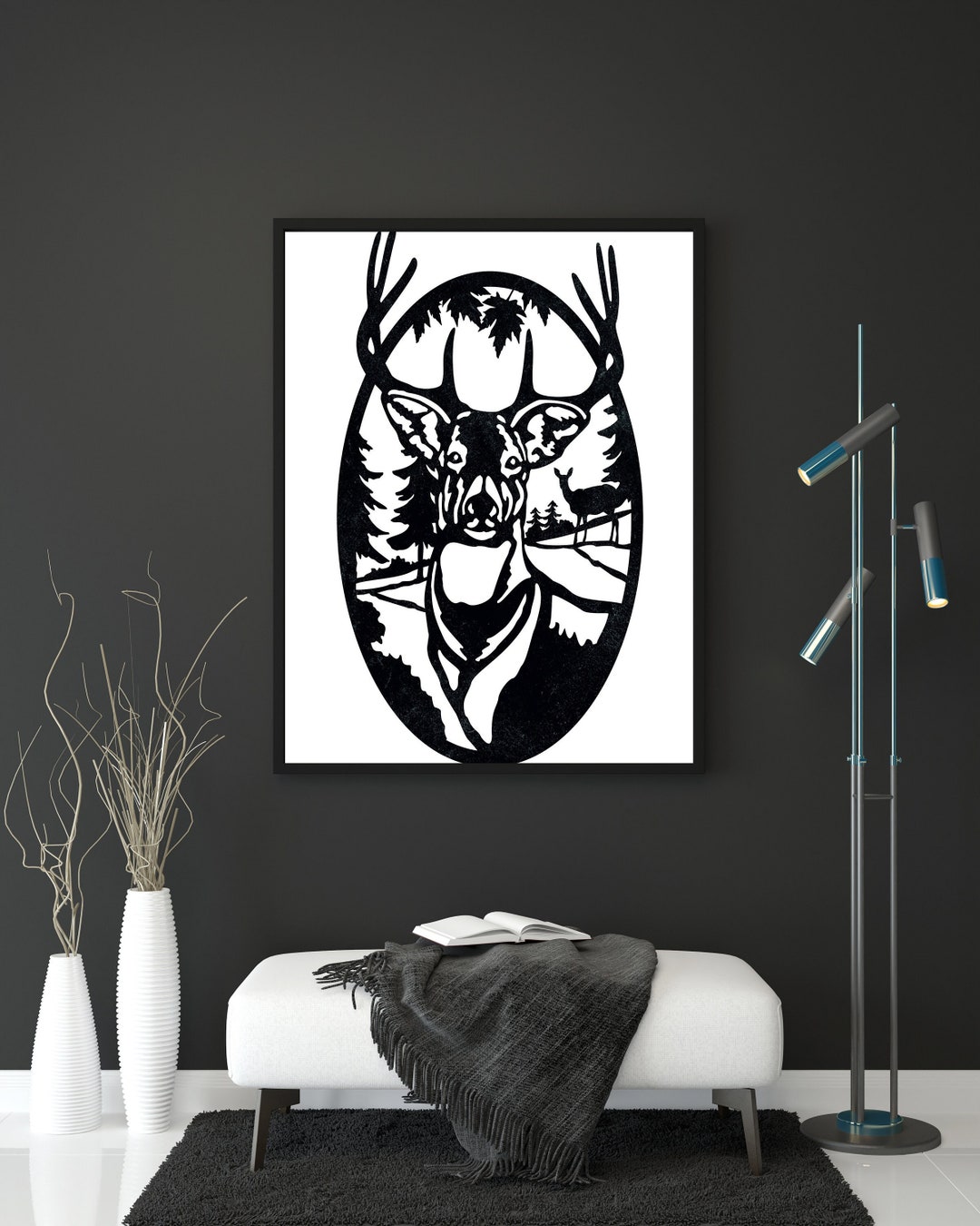 Deer Frame Clipart Vector Graphics Digital Download Cut Ready Files CNC ...