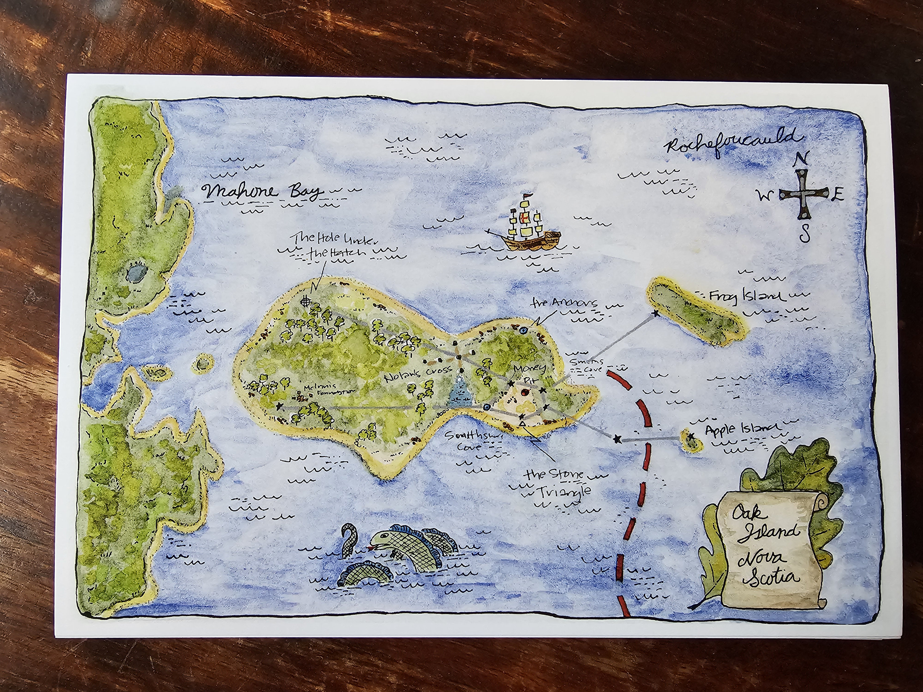 Oak Island Map ‐ 9" X 6" Art Print. Special Edition Full Size Oak ...