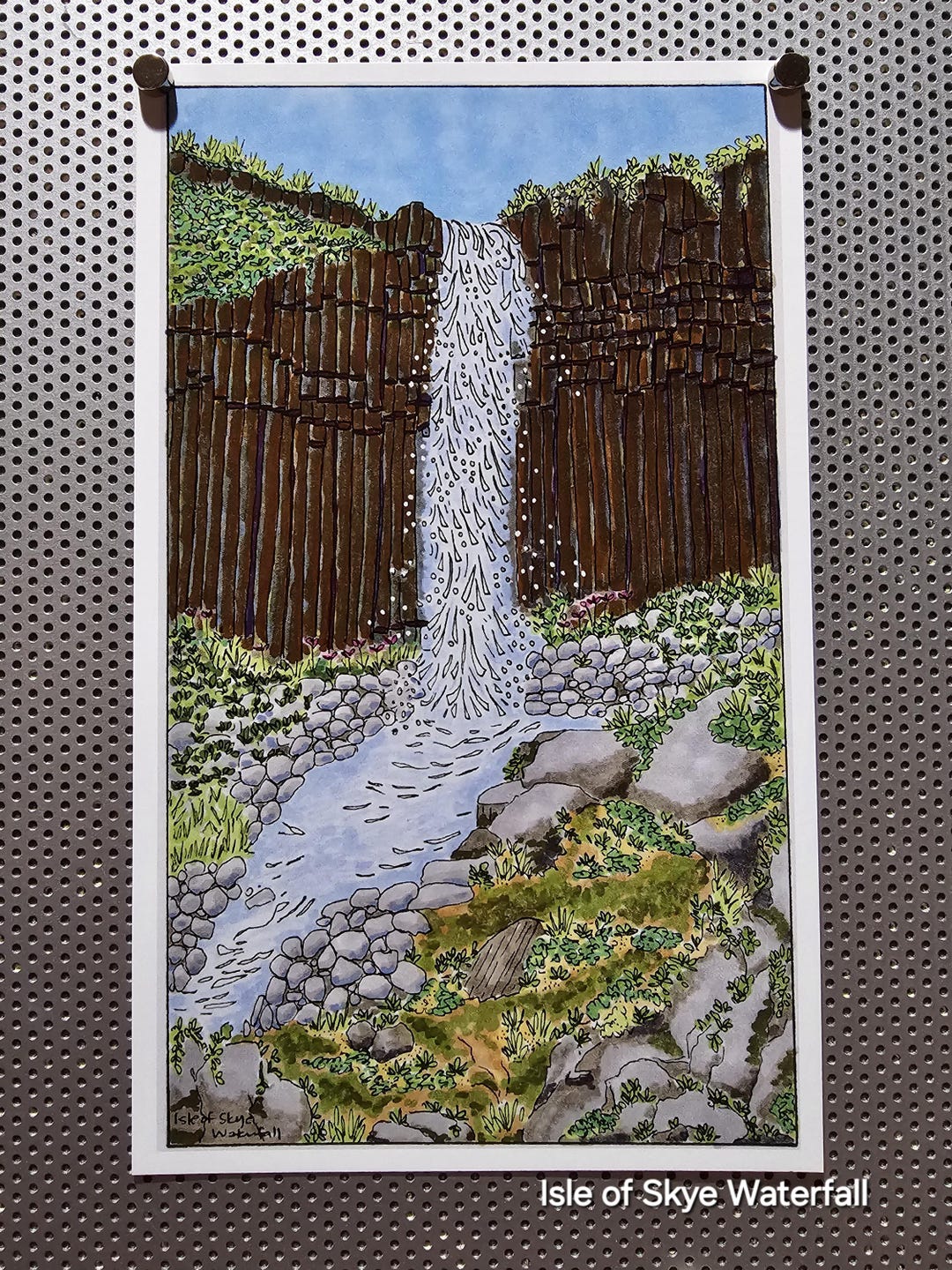 Waterfall on the Isle of Skye, Alcohol Markers. 4.25"×7" Art Print ...